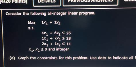 Solved Consider The Following All Integer Linear Chegg Com