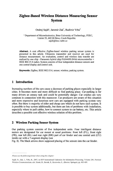 Pdf Zigbee Based Wireless Distance Measuring Sensor System