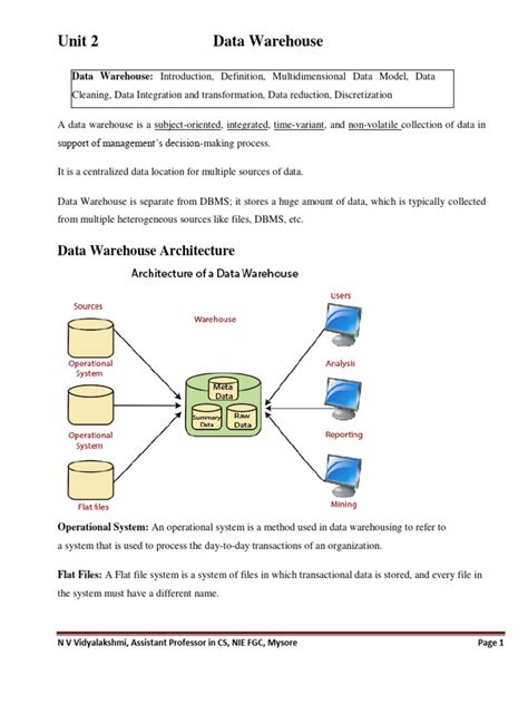 Fods Notes Unit 2 Pdf Data Warehouse Data Compression