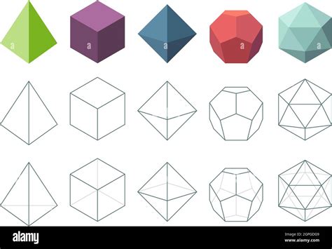 Platonic Solid Geometrical 3d Object Shapes Vector Collection Stock Vector Image And Art Alamy