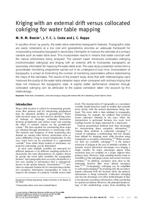 Pdf Kriging With An External Drift Versus Collocated Cokriging For