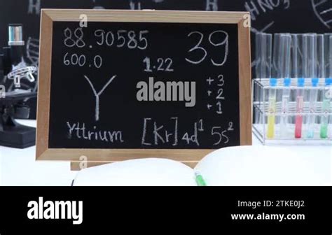 Yttrium And Symbol Structural Formula Chemical On The Blackboard
