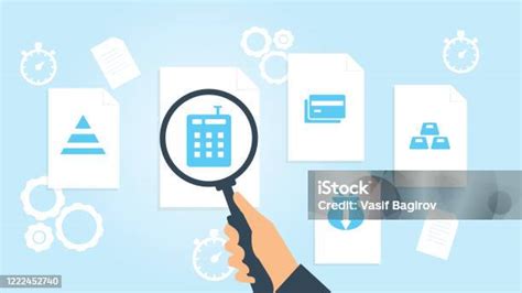 검색 아이콘으로 문서작성합니다 파일 및 돋보기 분석 연구 기호입니다 벡터 일러스트 뱅크 골드 머니 파일 문서 연구 벡터 일러스트 1위에 대한 스톡 벡터 아트 및 기타 이미지