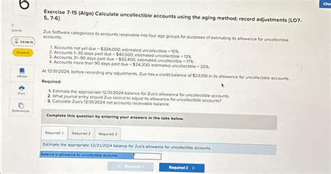 Solved Exercise Algo Calculate Uncollectible Chegg