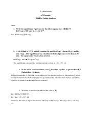 Equilibrium Constants & Reactions: Calculations & Predictions | Course Hero