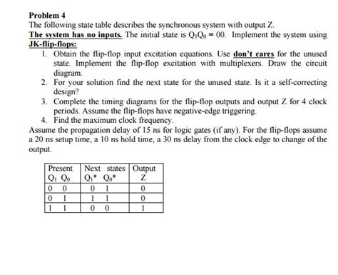 solved the following state table describes the synchronous