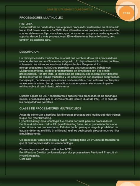 Procesadores Multinucleo Pdf Microprocesador Intel