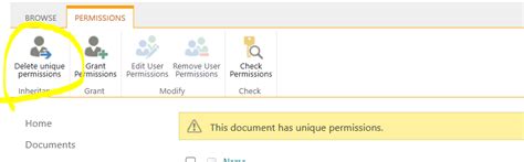 does graph api provides an endpoint to delete unique permissions for
