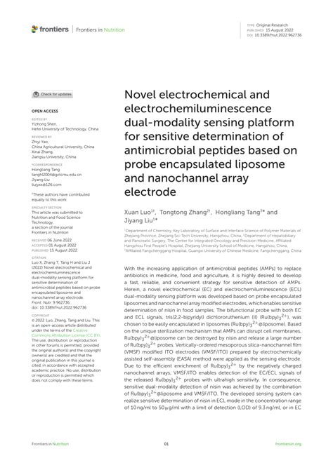 Pdf Novel Electrochemical And Electrochemiluminescence Dual Modality