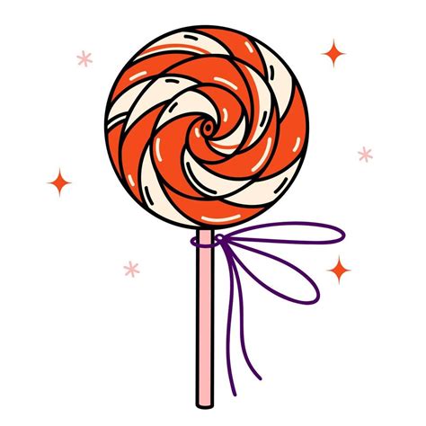 Lollipop Vector Icon Sweet Striped Candy On A Stick Big Round Caramel