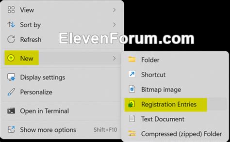 Add Registration Entries Reg To New Context Menu In Windows 11