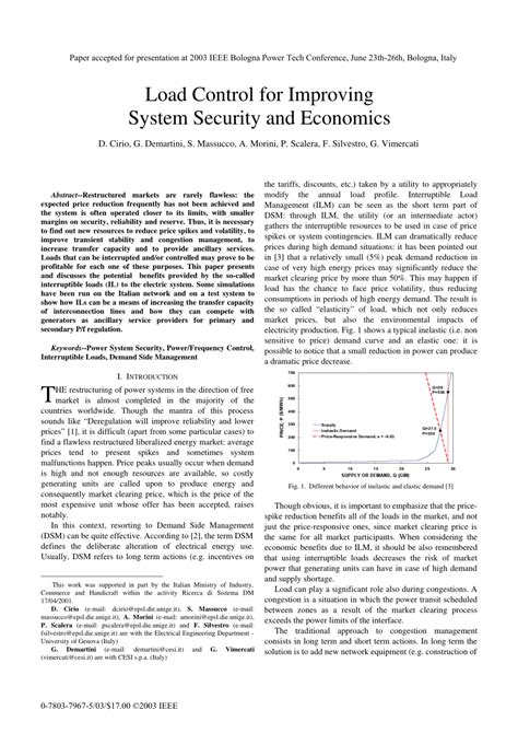 pdf load control for improving system security and economics
