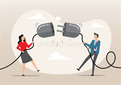Young Man And Young Adult Woman Pull Electric Socket Plug To Disconnect