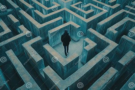 Person Navigating A Maze Or Labyrinth Symbolizing Problem Solving And