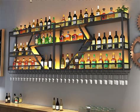 7994118 Metal Wine Rack Wall Mounted Modern Bar Shelves Wall