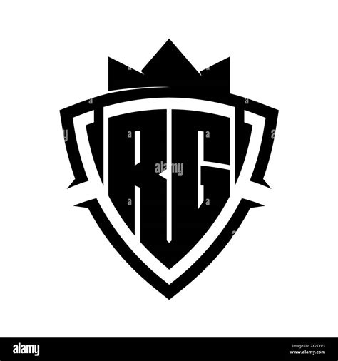 RG Letter Bold Monogram With Triangle Curve Shield Shape With Crown