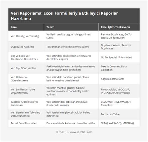 Veri Raporlama Excel Formülleriyle Etkileyici Raporlar Hazırlama Iienstitu