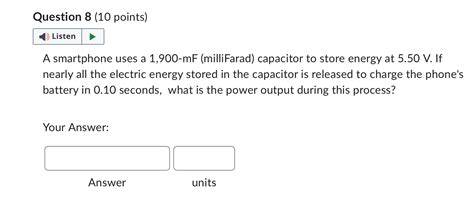 solved question 8 10 ﻿points a smartphone uses a 1 900 mf