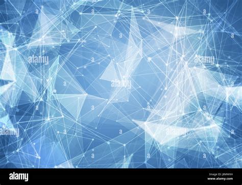 Abstract Polygonal Light Blue Space Low Poly Background Connecting Dots And Lines In Triangles