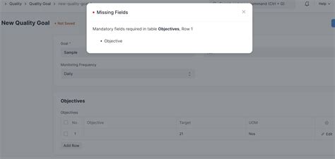 Quality Goals Objective Field Quality Management Frappe Forum