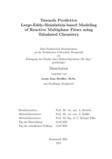 Pdf Towards Predictive Large Eddy Simulation Based Modeling Of Reactive Multiphase Flows Using