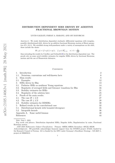 Pdf Distribution Dependent Sdes Driven By Additive Fractional Brownian Motion