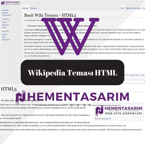 Html5 Wiki Teması Eski Wikipedia Görünümü Hemen Tasarım