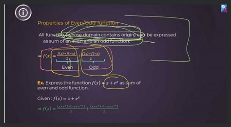 Properties Of Evenodd Function All Function Whose Domain Contains Origi