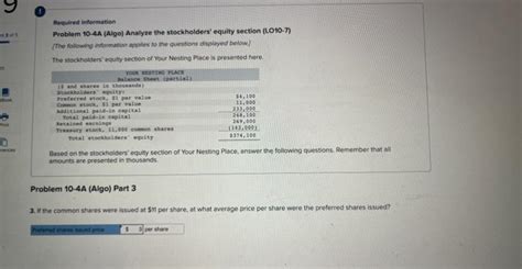Solved Required Information Problem 10 4A Algo Analyze