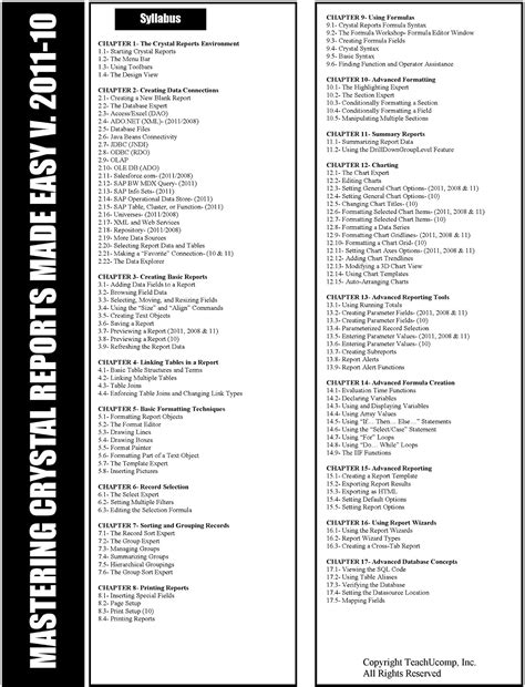 Mastering Crystal Reports Made Easy V 2011 10 Dvd Rom Teachucomp Inc