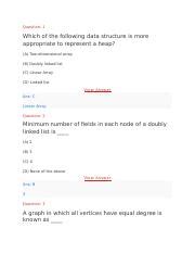 Data Structure Answer Docx Question Which Of The Following Data Structure Is More
