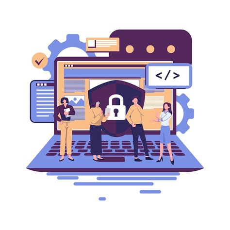 Premium Vector Computer Data Protection Flat Style Illustration