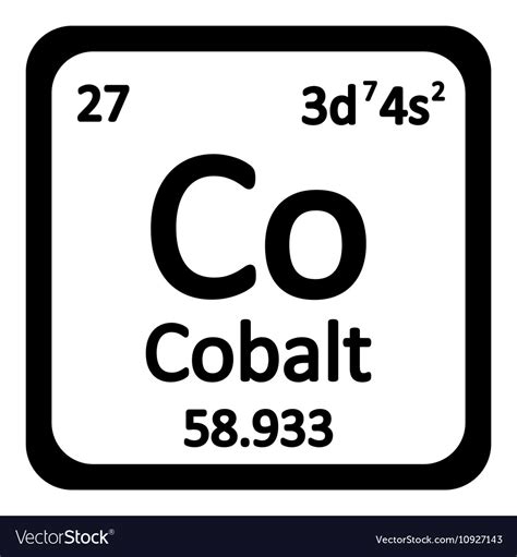 Periodic Table Element Cobalt Icon Royalty Free Vector Image