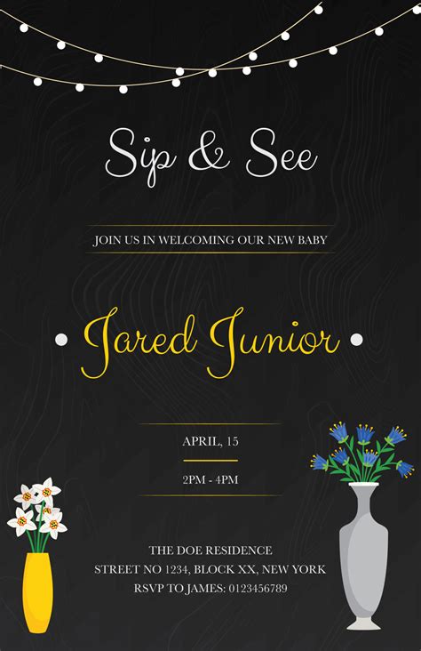 Free Sip And See Template Free Printables