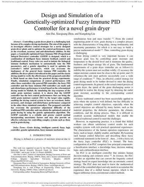 Pdf Design And Simulation Of A Genetically Optimized Fuzzy Immune Pid Controller For A Novel