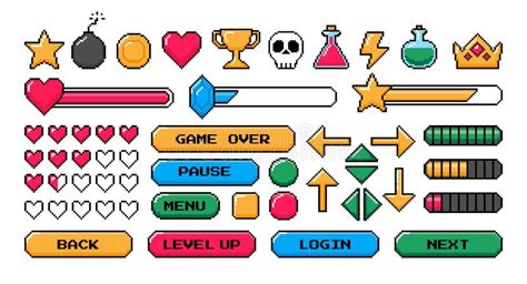 Pixel Game Icon Retro Video Games Element Arcade Ui Button Digital