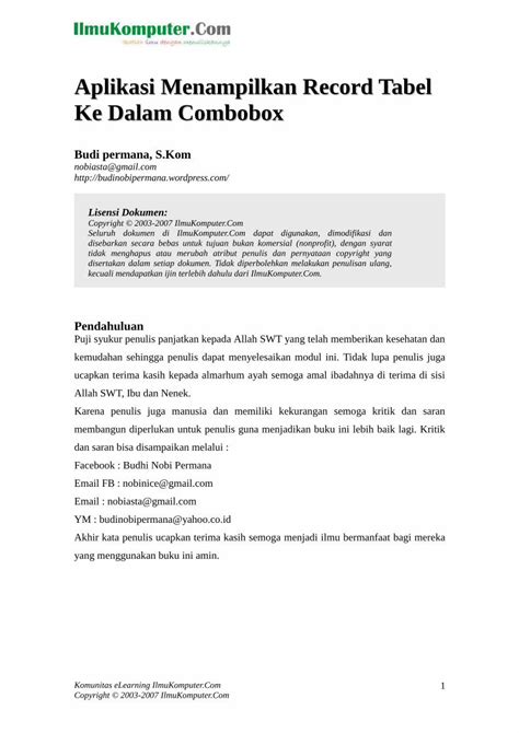 Pdf Aplikasi Menampilkan Record Tabel Ke Dalam Combobox Dokumen Tips