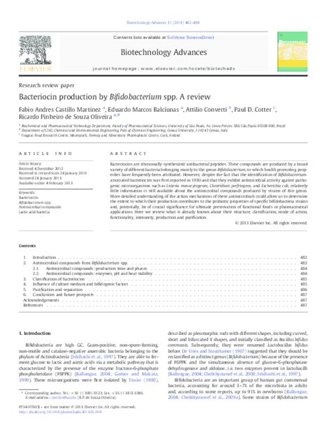 Pdf Research Review Paper Bacteriocin Production By Bifidobacterium Spp A Review