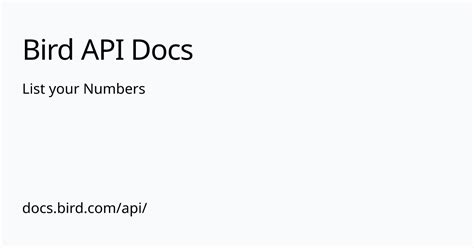 List Your Numbers Bird Api Docs