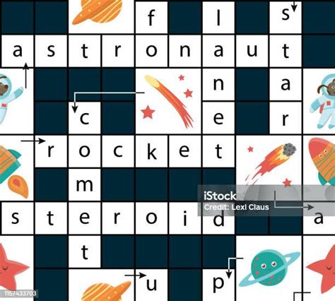 벡터 공간 크로스워드 패턴입니다 아이들을위한 퀴즈와 원활한 배경 Ufo 행성 별 우주 비행사 혜성 로켓 소행성과 퍼즐 활동 가로세로 낱말퍼즐에 대한 스톡 벡터 아트 및 기타