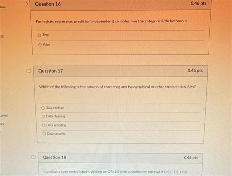 Solved For Logistic Regression Predictor Independent Chegg