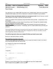 CS12 Summer15 Midterm Solutions Name ILearn Username Lab Section CS 012 V Intro To Computer