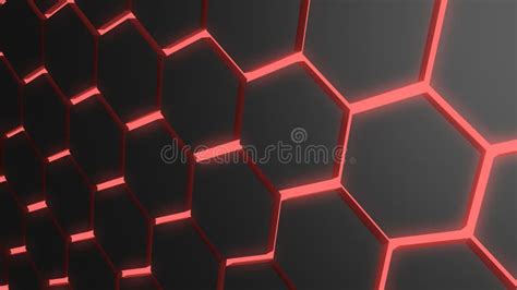 Abstract Glowing Hexagon Pattern Futuristic Technology Red Stock Illustration Illustration Of