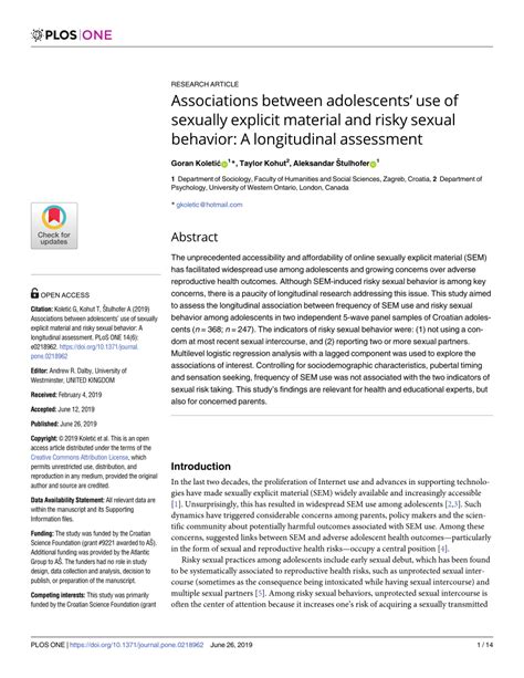 Pdf Associations Between Adolescents Use Of Sexually Explicit