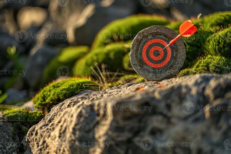 Dart Board And Arrow In Middle Business And Success Concept Achievement And Target Theme