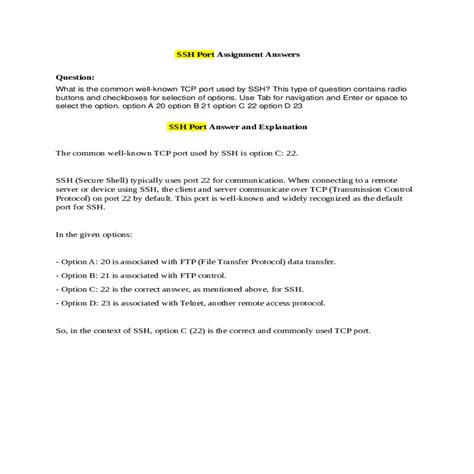 Option The Correct And Commonly Used Tcp Port