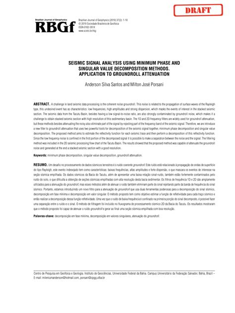 Pdf Seismic Signal Analysis Using Minimum Phase And Singular Value Decomposition Methods