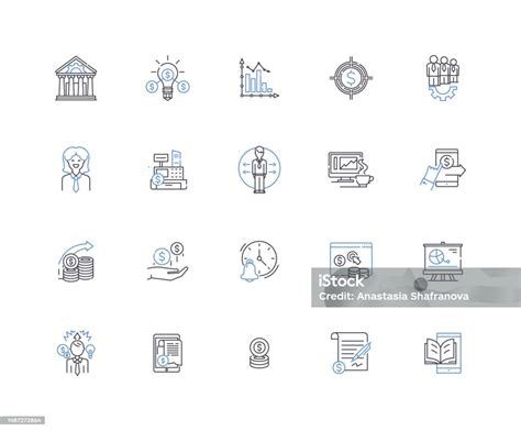 재정 라인 아이콘 컬렉션입니다 투자 예산 책정 저축 부채 소득 지출 신용 벡터 및 선형 그림 대출 이자 은행 개요 표지판 세트