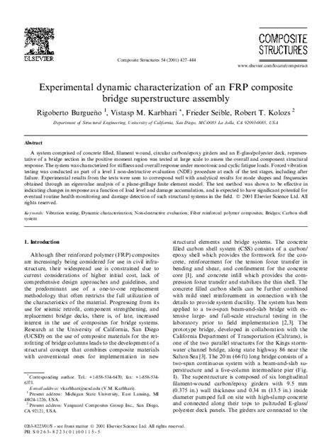 Pdf Experimental Dynamic Characterization Of An Frp Composite Bridge Superstructure Assembly