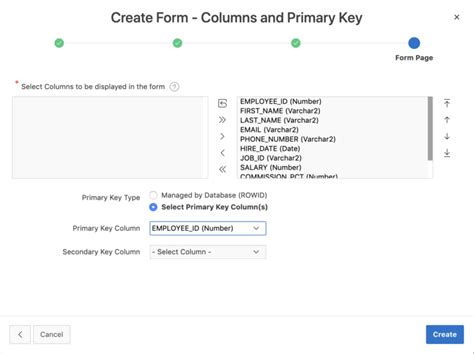 oracle apex create report with form with region display selector